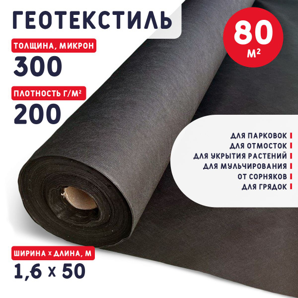 Геотекстиль ЭКО 300 микрон (80 м2) 200 г/м2 - купить с доставкой по ...