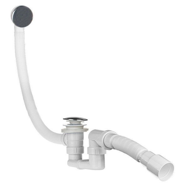 Сифон для ванны и глубокого поддона, MasterProf, easyopen, 112 мм, 3 1/2", с выпуском, круглый ...