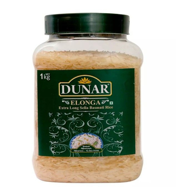 Рис DUNAR Басмати Elonga Sella пропаренный длиннозерный 1 кг банка ...