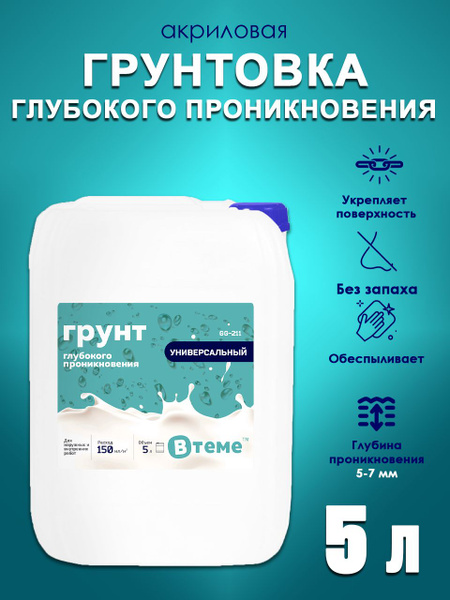Грунтовка глубокого проникновения для стен акриловая универсальная ...
