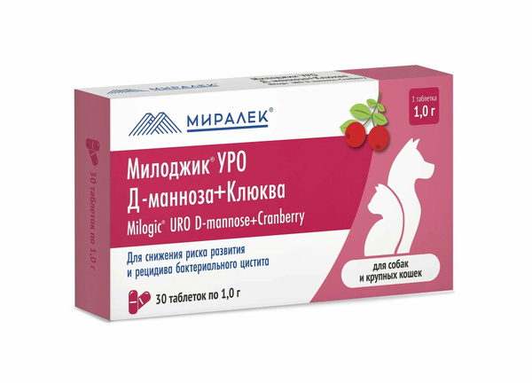 Фунуциональное лакомство МИЛОДЖИК Уро Д-манноза+клюква для собак и ...