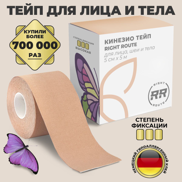 Тейпы для тела и для лица RIGHT ROUTE, кинезио тейпы от морщин и отеков ...