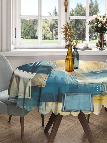 Круглая скатерть на стол с принтом "Квадрат на красках" 150х150 см, JoyArty купить на OZON по ...