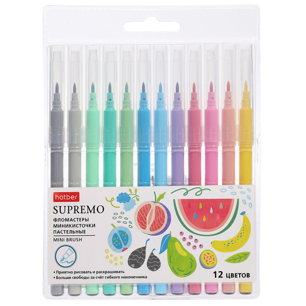 Фломастеры Hatber миникисть 12 цветов пастельные -Supremo- купить на OZON по низкой цене ...