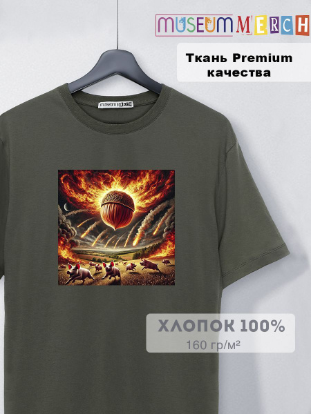 Футболка Museum MERCH, размер 46, цвет хаки, Хлопок 100% - купить по ...