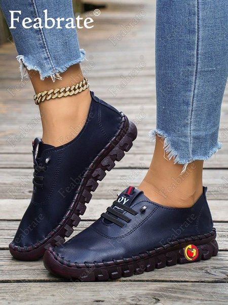 Кроссовки Женский Feabrate Искусственная кожа Бег, размер 42 R (средняя) Демисезон Шнурки Без ...