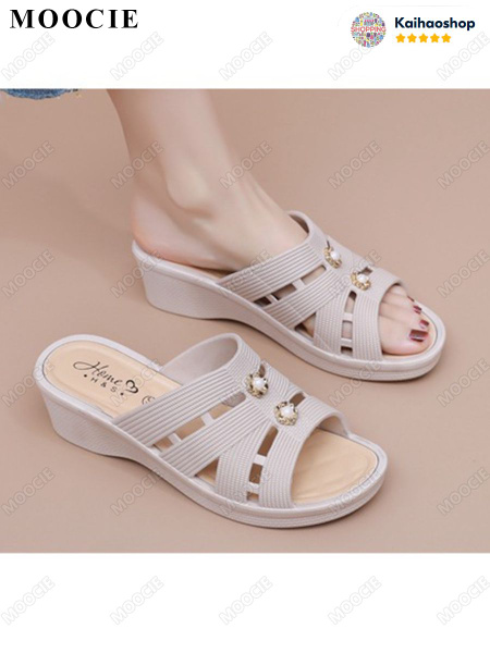 Пантолеты Женский MOOCIE, размер 38 ABS пластик Толстая подошва Танкетка Без застёжки Лето ...