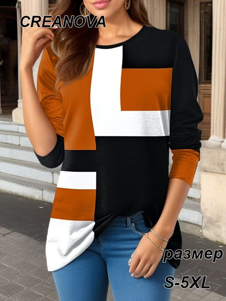 Футболка Женский CREANOVA оранжевый, размер 54 Акрил Повседневный Китай купить c доставкой на ...