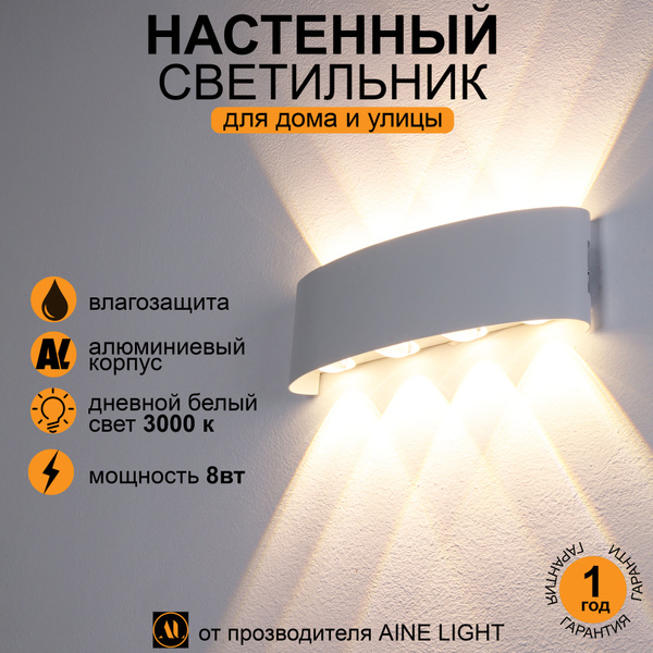 светильник настенный белый 8 Вт AINE Light бра настенные светильники ...