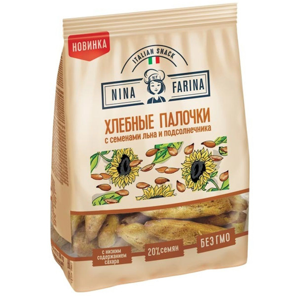 Хлебные палочки с семенами льна и подсолнечника 160 г, Nina Farina купить на OZON по низкой цене ...