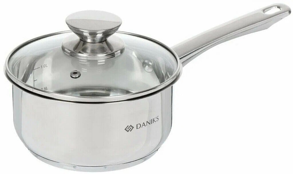 Ковш нерж ОПТИМА 1,6л со стекл крышкой мет/ручка Daniks GS-01201-16SP (355260) купить на OZON по ...