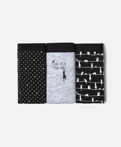 Комплект трусов Женский Oysho брифы Хлопок, Эластан бэби-голубой, размер 46, 48 Средняя Испания ...