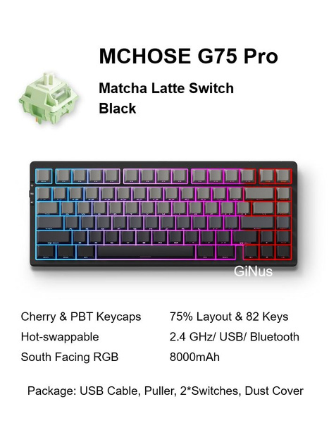 MCHOSE Игровая клавиатура беспроводная G75 Pro, Matcha Latte Switch ...