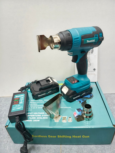 Фен строительный makita с регулировкой температуры и скорости аккумуляторный 21V, 2 АКБ 3 ...