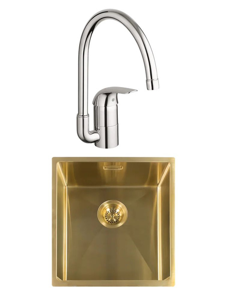 Комплект Мойка Reginox Miami 3,5" PVD 40x40 gold / Смеситель Grohe ...