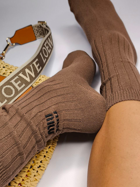 Носки Женский Miu Miu размер 39 40 Хлопок Бег На любой сезон коричневый Повседневный Китай