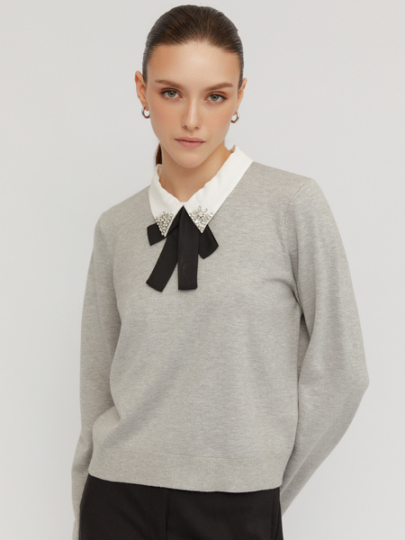 Джемпер Женский Zolla светло-серый Вискоза, Нейлон, размер 42 Длинный Китай купить c доставкой ...