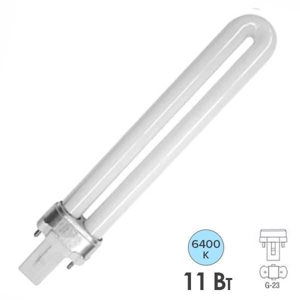 3шт/уп. Лампа Люминесцентная 11Вт S-2P G23 230В 900Лм 6400К Свет Холодный белый 237х34мм Foton ...