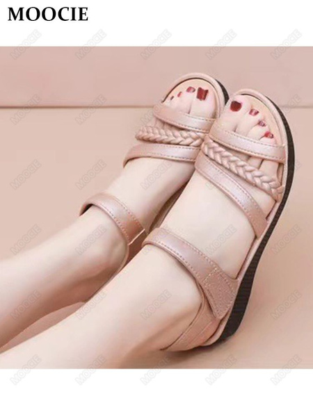 Босоножки Женский MOOCIE Без каблука ABS пластик, Искусственная кожа, размер 39 Толстая подошва ...