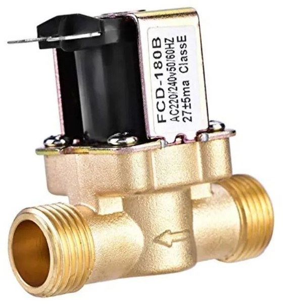 Электромагнитный водопроводный клапан 1/2", латунь, до 80 C, 220В AC ...