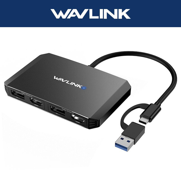 Адаптер WAVLINK USB C к DisplayPort DisplayLink Dual 4K @ 60 Гц HDMI для Windows и Macbook M1/M2 ...