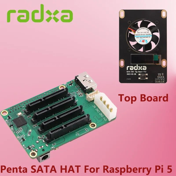 Penta SATA HAT For Raspberry Pi 5 -Up to 5x SATA disks HAT With Top ...
