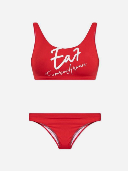 Купальник раздельный Женский EA7 ярко-красный Пляжный, размер 40, 42 Вьетнам Полиэстер, Эластан ...