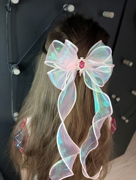 Бант блестящий розовый на заколке. Заколка бант купить на OZON по ...