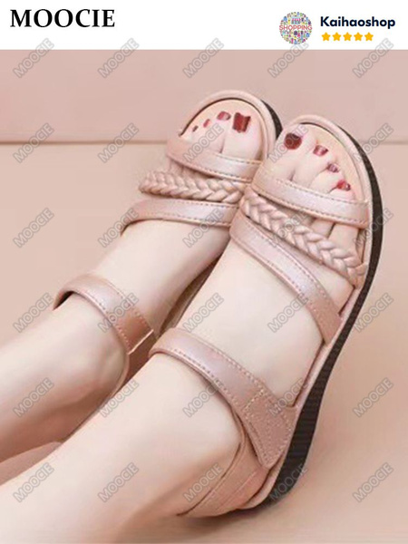 Босоножки Женский MOOCIE Без каблука ABS пластик, Искусственная кожа, размер 38 Толстая подошва ...