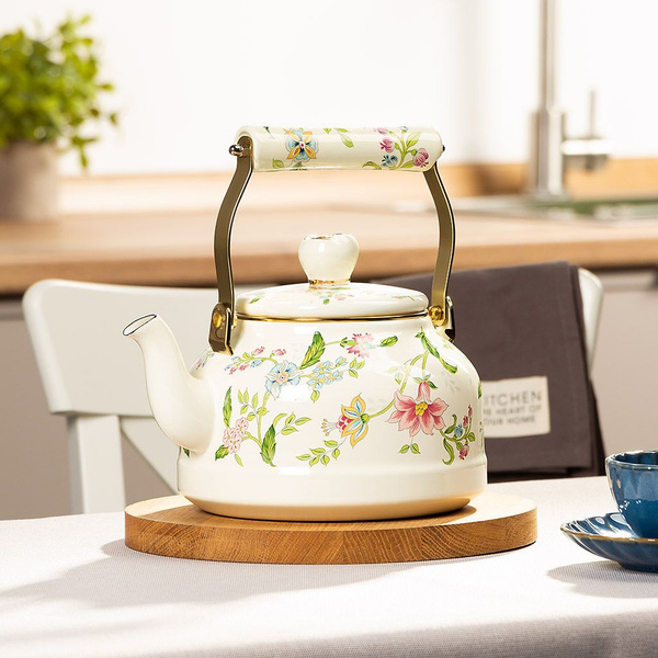 Daniks Чайник для плиты 2.5 л из эмалированной стали, Прованс, индукция купить на OZON по низкой ...