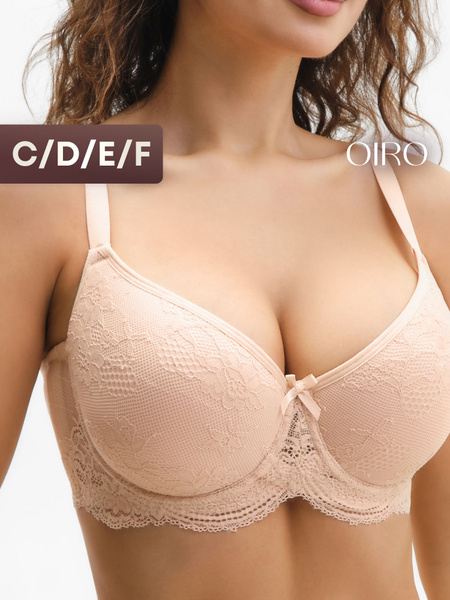 Бюстгальтер Женский OIRO мягкая чашка на каркасе, на косточках, размер 95E бежевый Нейлон ...
