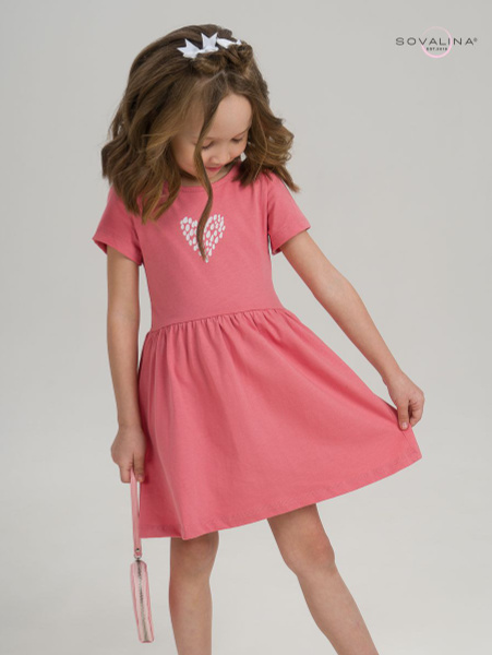 Платье Девочки SOVAlina розовый Повседневный Короткий Хлопок, Трикотаж ...