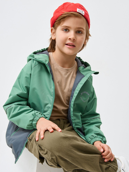 Ветровка Мальчики, Девочки Avese Капюшон, Карманы зеленый Breathable, Waterproof, размер 140 ...