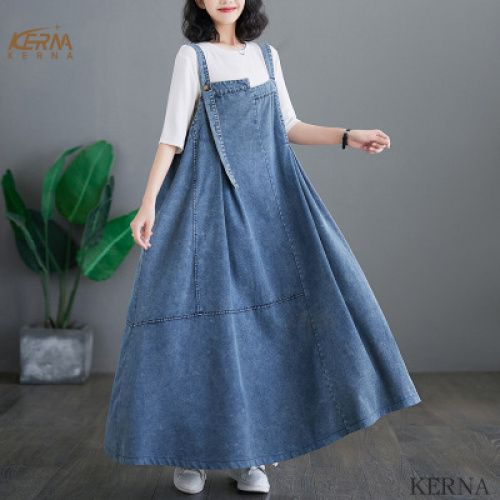 Сарафан Женский KERNA синяя лазурь джинсовое Офисный/школьный Без рукавов Хлопок Погоны, размер ...