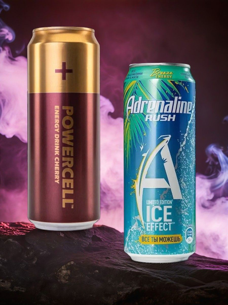Энергетик Adrenaline Ice + энергетик POWERCELL CHERRY купить на OZON по низкой цене (2045146756)