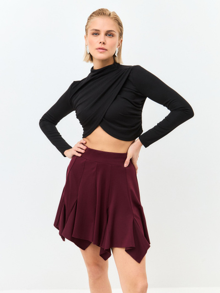 Юбка Женский VANMI бордовый трапеция, размер 44, 46 Без застежки ...