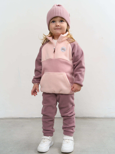 Комплект одежды Девочки BUNGLY Повседневный двойка фиолетовый, розовый, размер 98 Флис ...