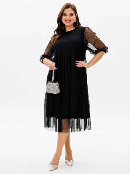 Платье Женский KOVALEVICH черный, размер 48 свободный купить c доставкой на OZON по низкой цене ...