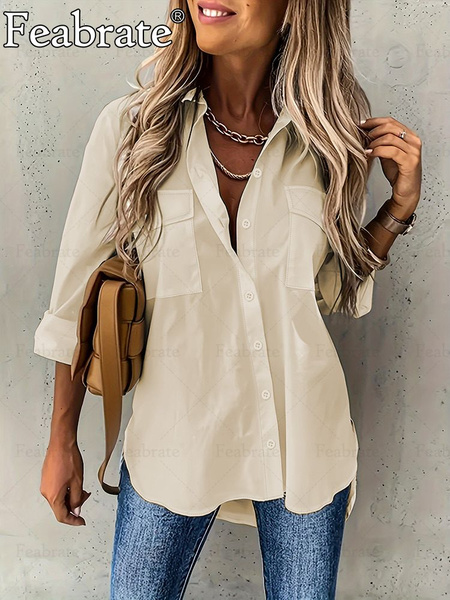 Рубашка Женский Feabrate абрикосовый Длинный Полиэфирное волокно Другое, размер 54, 56 ...