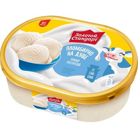 Мороженое Золотой стандарт Пломбир натуральный контейнер, 475г, 4 штуки ...