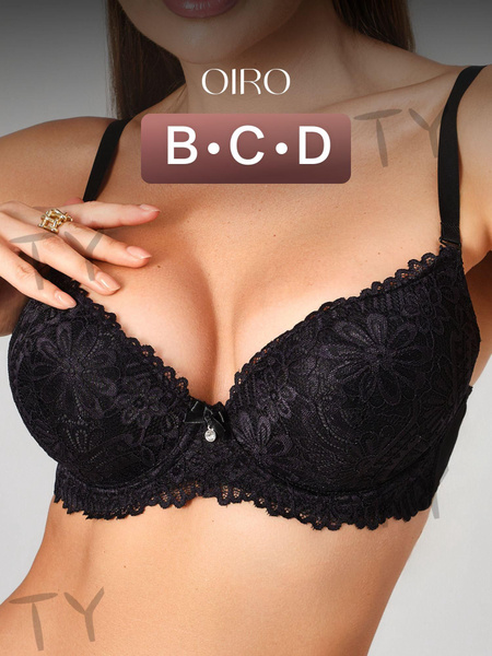 Бюстгальтер Женский OIRO на косточках, формованная чашка, размер 85B черный Полиамид, Полиэстер ...