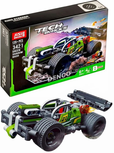 Конструктор Зеленый гоночный автомобиль с инерционным механизмом Tech Bricks 3421 135 деталей ...