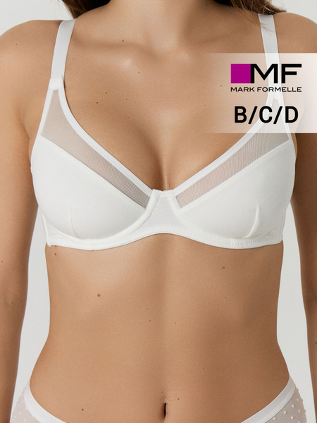 Бюстгальтер Женский Mark Formelle на косточках, размер 75C белый Кулирная гладь, Сетка ...