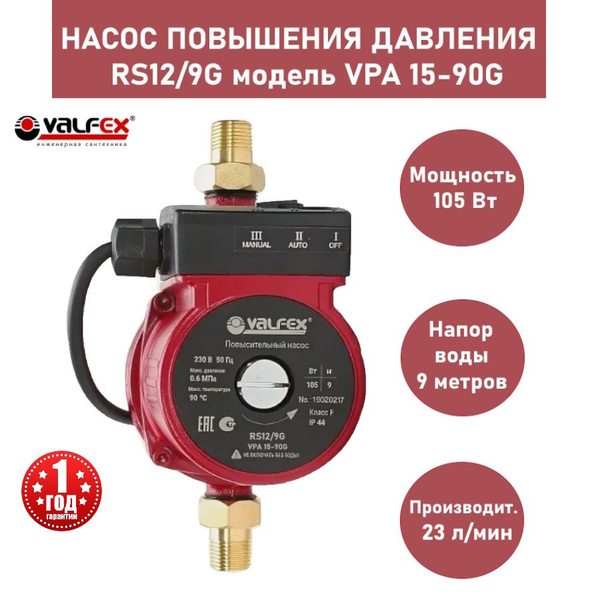 Циркуляционный насос Valfex 15-90 повыш, 230 л/мин купить c доставкой на OZON по низкой цене ...