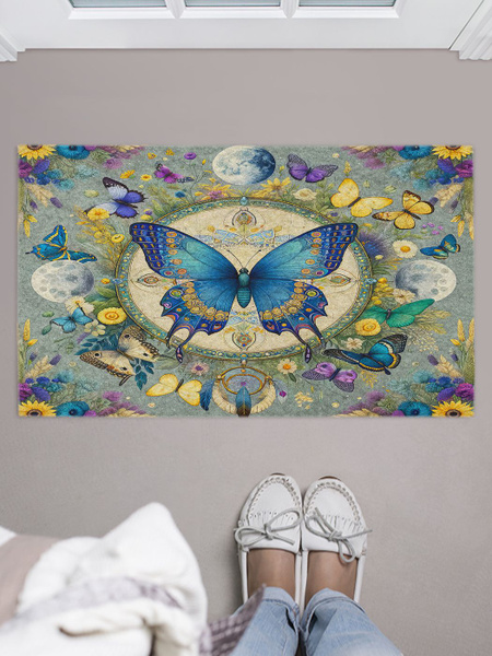 Коврик придверный JoyArty вход, цветы, полет, трава, листья, сад, сухоцветы, растения, луна ...