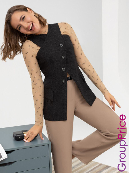 Жилет Женский Charutti серый Вискоза, Спандекс, размер 48 Однотонный Повседневный Россия купить ...