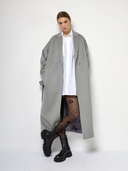 Пальто Mmoda, Демисезон, размер 38, цвет светло-серый, Шерсть, Вискоза ...