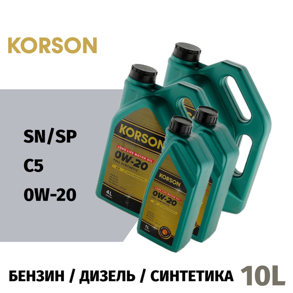 Характеристики KORSON KORSON 0W-20 FULL SYNTHETIC 0W-20 Масло моторное ...