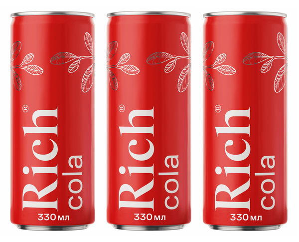 Газированный напиток Rich Cola, 3 шт по 330 мл - купить с доставкой по выгодным ценам в интернет ...