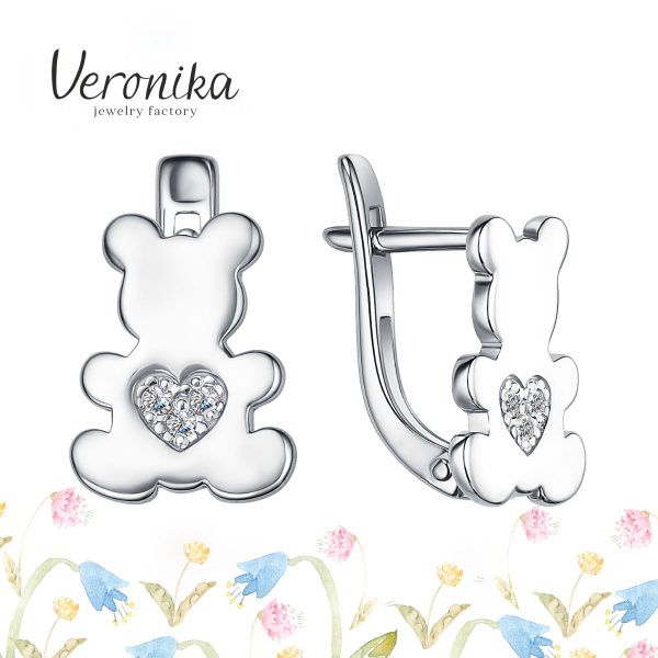Veronika jewelry factory Серьги ювелирные Серебро родированное 925 ...